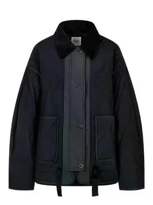 STUDIO TOMBOY Quilted Jacket With Corduroy Collar - Black