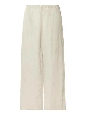 ST. AGNI Crinkled Pinstriped Woven Wide-leg Pants - Off-white