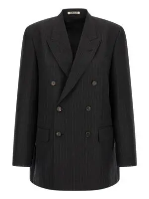 AURALEE Pinstriped Long Blazer