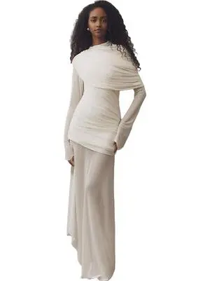 DEME BY GABRIELLA Isla Long-sleeve Draped Maxi Dress - Ivory