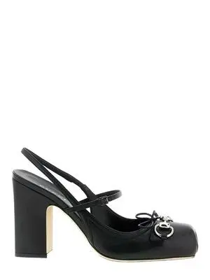 Gucci 95mm Metal-clamp Leather Pumps - Black