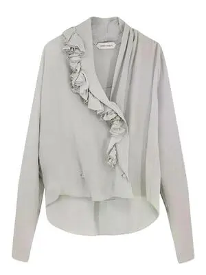 Alberta Ferretti Ruffled Crepe Shirt - Grey