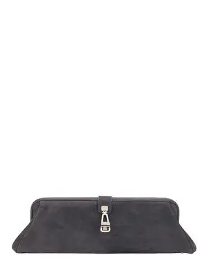 Gabriela Hearst Baguette Suede Clutch - Dark Grey