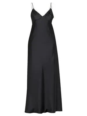 LoveShackFancy Mystara Satin Maxi Dress - Black