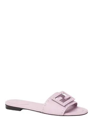Fendi Baguette Leather Selleria Slides Anemone