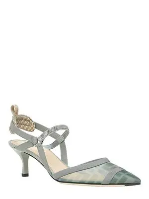 Fendi Colibri Lite Ff Mesh Mid-heel Slingbacks - Green