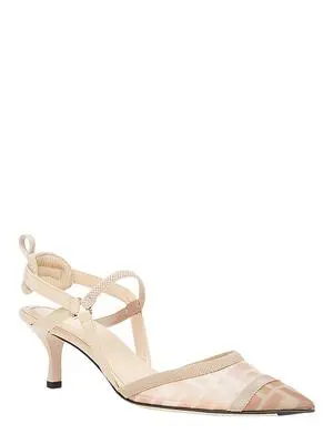 Fendi Colibri Lite Ff Mesh Mid-heel Slingbacks - Pink