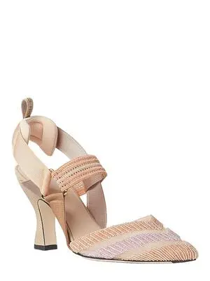 Fendi Colibri Beaded Mesh High Heel Slingbacks - Nude/light Pink