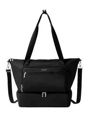 BAGGALLINI Park Ave Overnight Tote Bag - Black Twill