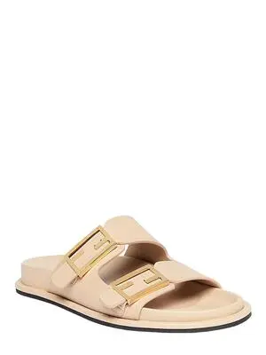Fendi Fendi Feel Leather Slides Beige