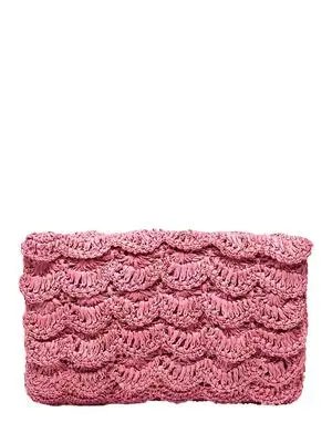 Mar Y Sol Lizzie Small Raffia Clutch - Pink