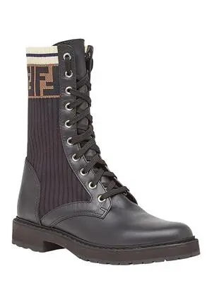 Fendi Rockoko Leather Biker Boots - Black