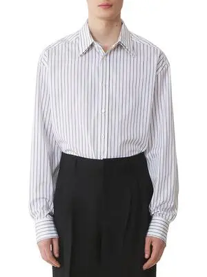 LANVIN Oversized Striped Cotton Poplin Shirt - White/black Navy
