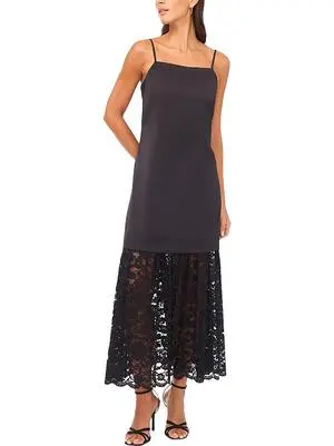 Vince Camuto Dress With Lace Skirt - Rich Black