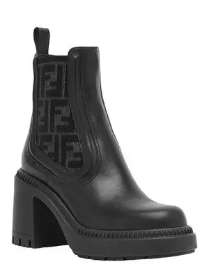 Fendi Domino Leather Biker Boots - Black