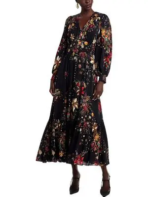 Elie Tahari The Sophie Floral Metallic Dress - Rhinestone Floral