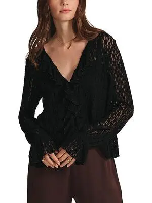 Velvet By Graham & Spencer Natalie Ruffled Lace Blouse - Black