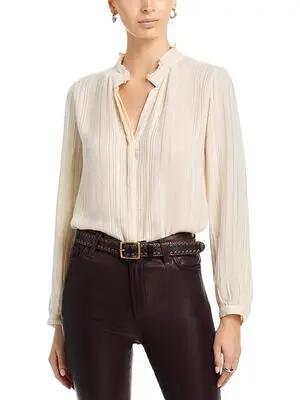 Velvet By Graham & Spencer Cynthia Metallic Threaded Blouse - Cream