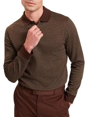 Ted Baker London Durand Geo Jacquard Polo Shirt - Brown
