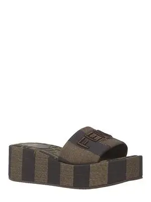 Fendi Sunshine Flatform Slides - Brown