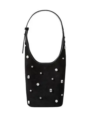 Veronica Beard Leather Shoulder Bag With Crystal Embellishments - Black