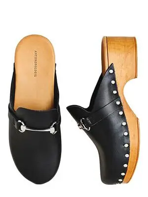Anthropologie Studded Horse-bit Clogs - Black