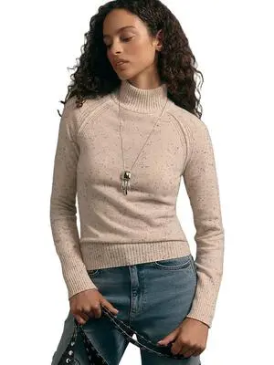 Maeve Cashmere Mock-Neck Sweater Pearl