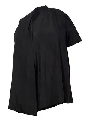 PUSHBUTTON Draped Short-sleeve Top - Black