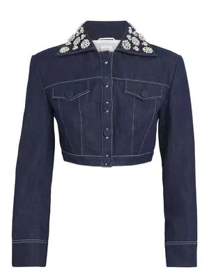 Huishan Zhang Aiste Cropped Denim Jacket - Navy