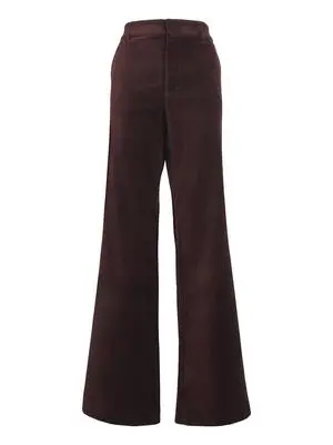 Paige Velvet Marlow Flared Trousers - Burgundy