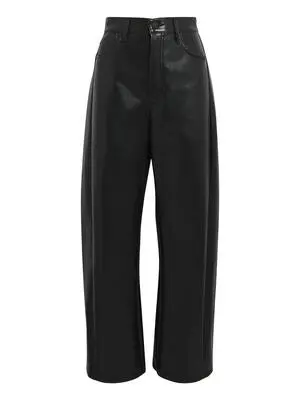 MOTHER Faux Leather The Half-pipe Flood Jeans - Black