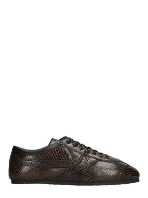 Dries Van Noten Leather Snakeskin-effect Dustin Sneakers - Brown