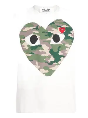 Play Comme Des Garcon Camouflage Large Heart Logo T-shirt - White