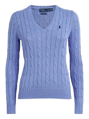 Polo Ralph Lauren Pima Cotton V-neck Julianna Sweater - Blue