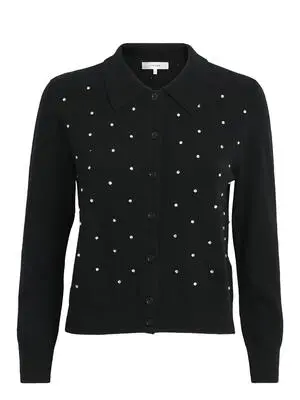 FRAME Wool-cashmere Rhinestone-embellished Cardigan - Black