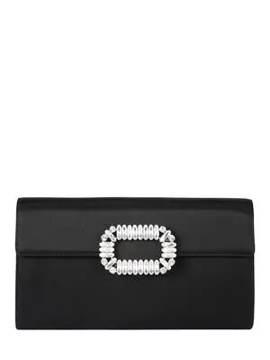 ROGER VIVIER Satin Pilgrim Clutch - Black