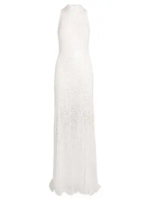 Jenny Packham Silk Sequined Benue Gown - White