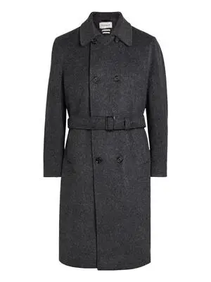 Oliver Spencer Belted Wool-blend Coat - Charcoal