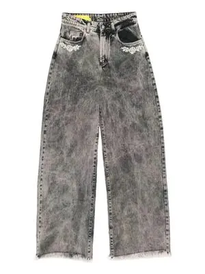 MARQUES' ALMEIDA Floral-appliqué Frayed Jeans - Grey