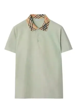 Burberry Check-collar Cotton Polo Shirt Green