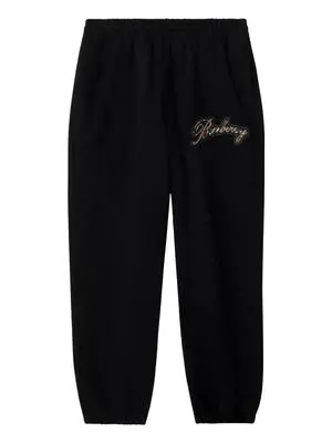 Burberry Check-logo Cotton Track Pants - Black
