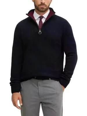 Barbour Zip Collar Sweater - Blue