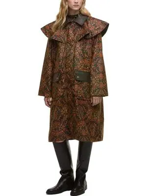 Farm Rio Patterned Coat With Ruffled Collar - Green