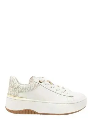 Michael Kors Dottie Leather And Signature Logo Trainers - Neutrals