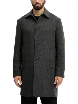 BENETTON Button Herringbone Coat - Grey