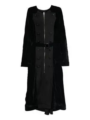 R13 Officer Button Belted Coat - Black