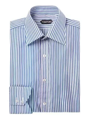 TOM FORD Striped-pattern Button Shirt - Blue