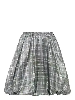 Ashley Williams Puffball-hem Checked Skirt - Grey