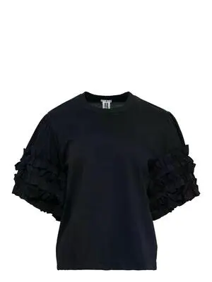 Noir Kei Ninomiya Ponte Ruffled T-shirt - Black