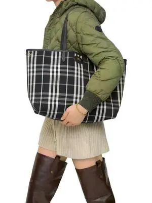 BURBERRY Bloomsbury Reversible Check Tote